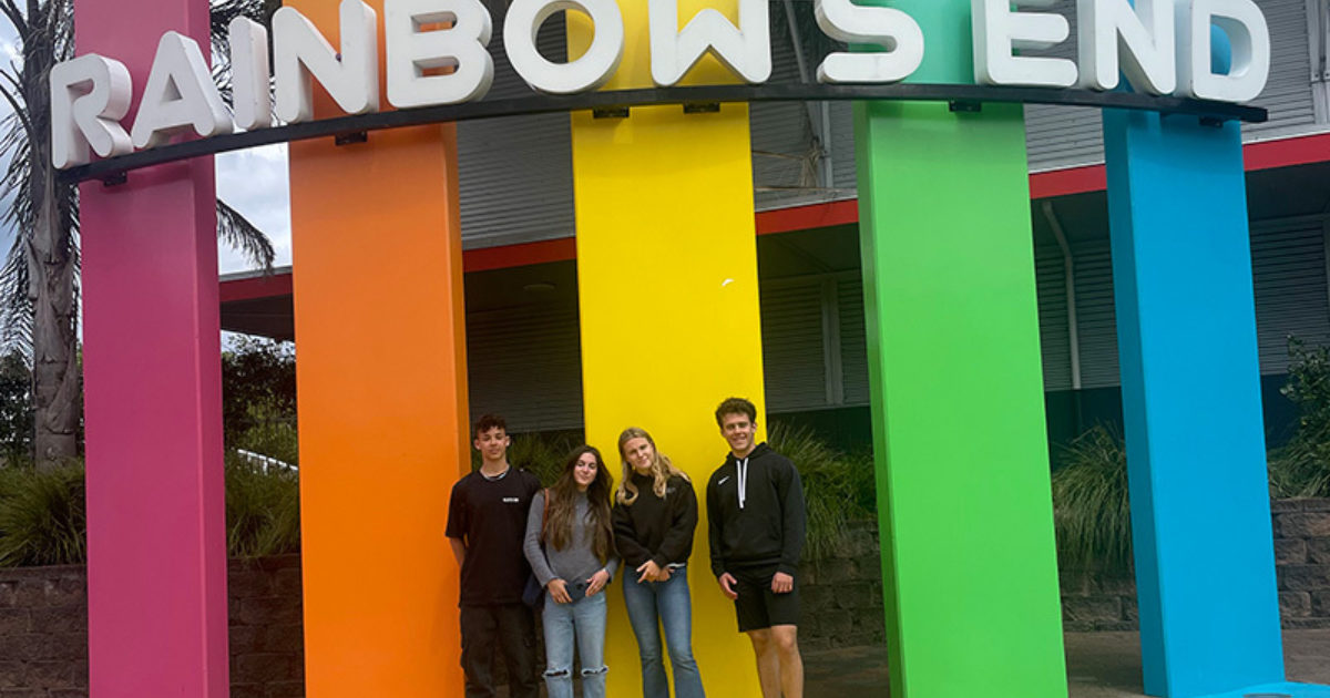 Full on fun for international students at Rainbow’s End - Macleans College
