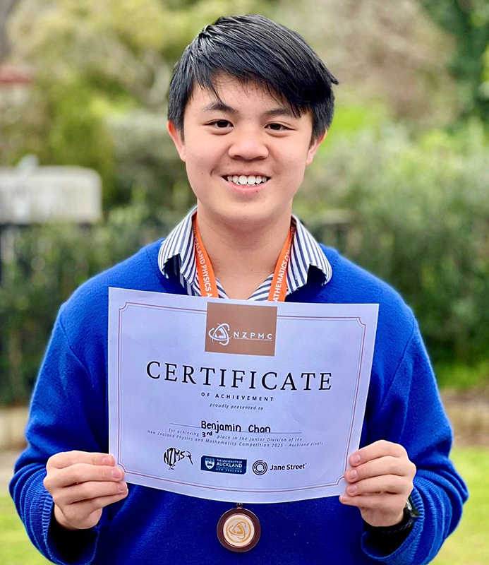 Benjamin Chan claims third place at New Zealand Physics and Mathematics ...